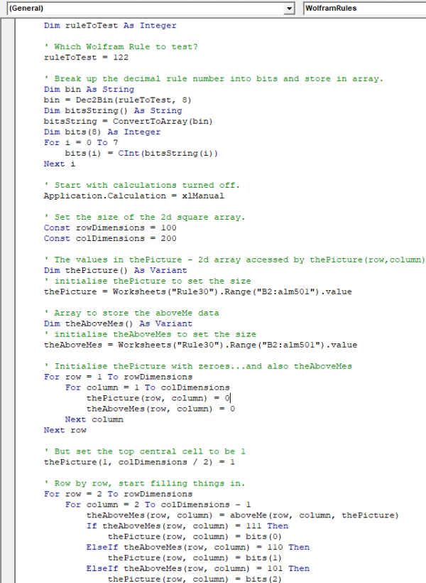 Wolfram Rules With Excel (VBA) – Neil McNiven